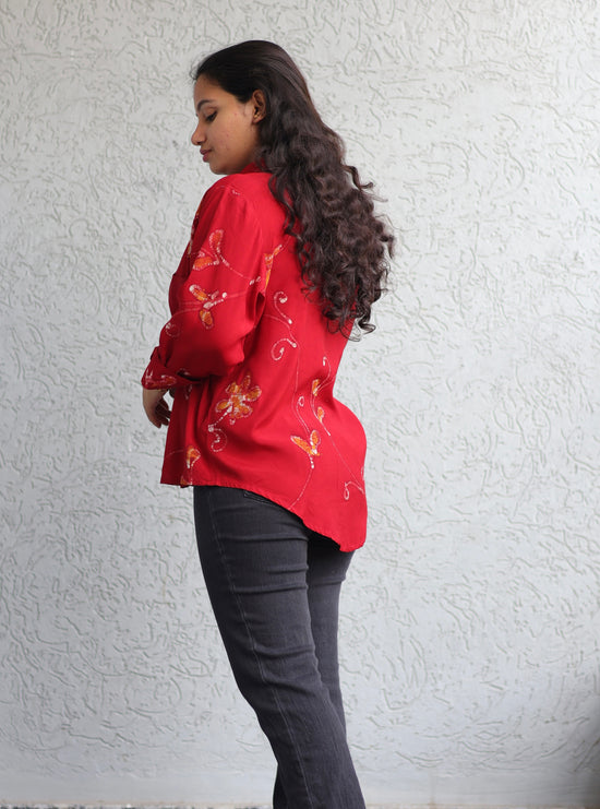 Red Batik print shirt – Looms & Tassels